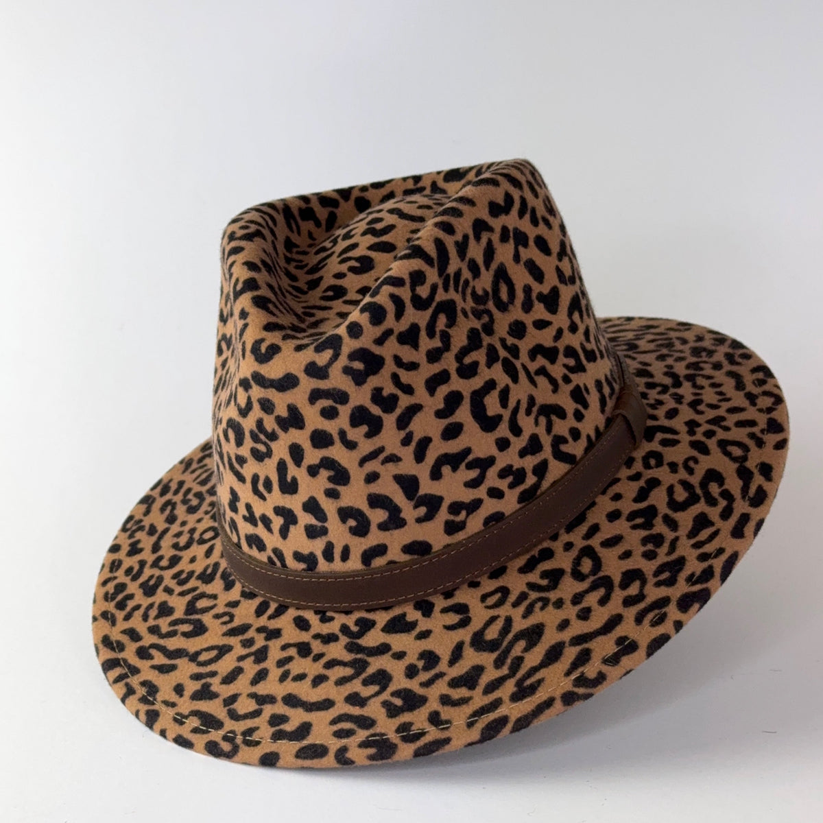 Pure Wool Ladies Fedora Hat | Leopard Print| Julian Road