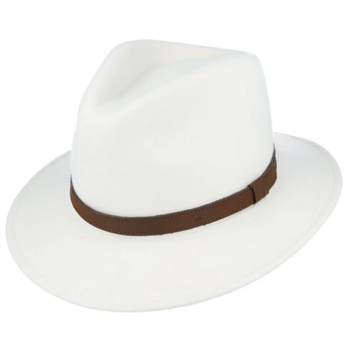 Pure Wool Ladies Fedora Hat | White| Julian Road